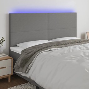 Čelo postele s LED tmavě šedé 200x5x118/128 cm textil