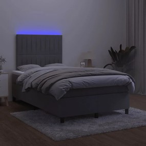 Box spring postel s matrací a LED tmavě šedá 120 x 190 cm samet 3270324
