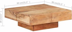 Konferenční stolek 80 x 80 x 28 cm masivní akáciové dřevo 323593