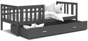 Dětská postel NEMO P 90x200 cm v šede barvě se šuplíkem