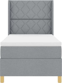 Postel s boxspringem s čelo Světle šedá 90 x 200 cm textil 3341875