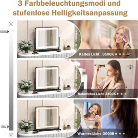 Costway Stolek LED podsvícené zrcadlo Make-up Mirror se světly – 56 × 12 × 48 cm