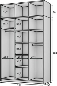 ADRK Furniture Bregma III skříň s nástavcem – otočná ADRK-W-BREG-150-KB