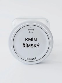 Samolepka na kořenky KMÍN ŘÍMSKÝ průhledná 5 cm tučné písmo