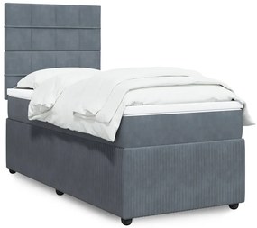Box spring postel s matrací tmavě šedá 100x200 cm samet 3294563