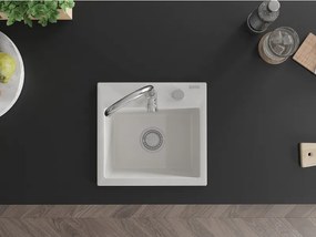 Mexen Milo - dřez granitový 43,5x41,0cm, 1-komorový, bílá, 6505441000-20