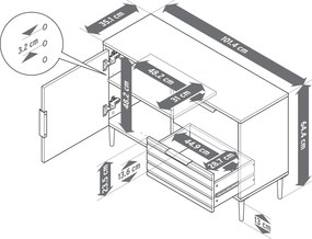 Tchibo - Komoda »Baaken« se 2 zásuvkami a dvířky - barva: černá