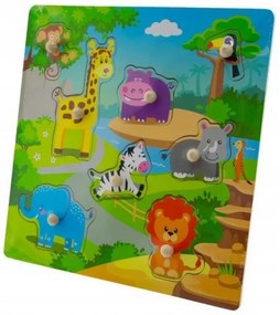 Dřevěné zábavné puzzle vkládací 30x30cm - Zoo velké