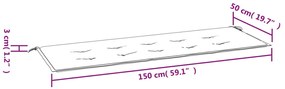 Poduška na zahradní lavici růžová 150x50x3 cm oxfordská látka - Default Title