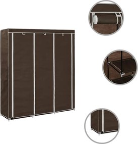 Šatní skříň s přihrádkami a tyčemi hnědá 150x45x175 cm textil 282454