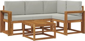 Venkovní pohovková souprava 5 ks Přírodní a světle šedá 3366364