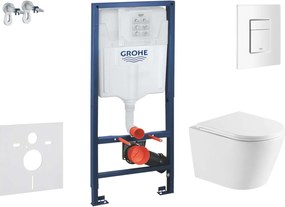 Grohe Rapid SL - Set předstěnové instalace, klozetu Nefia a sedátka softclose, tlačítko Skate Cosmopolitan, alpská bílá SANI11BA3112