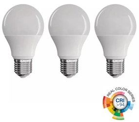 Emos LED žárovka True Light 7,2W E27 teplá bílá, 3 ks