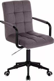 LuxuryForm DESIGN Otočná židle VERONA BLACK VELUR na černé podstavě s kolečky - tmavě šedá