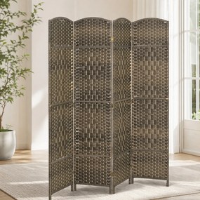 Skládací paraván HOMCOM, 4 panely, 180 × 180 cm, tmavý dub