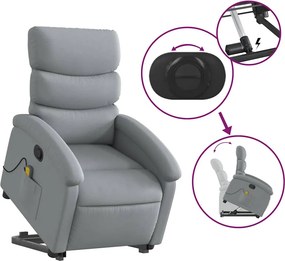 Zvedací masážní polohovací křeslo světle šedé textil 3203990