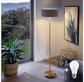 LED Stojací lampa TUNJA 1xE27/20W/230V pr. 38 cm zlatá/hnědá