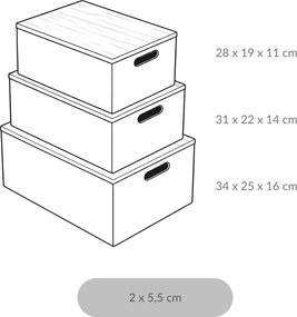 Černé dózy s dřevěným víkem MOKU, 3 velikosti
