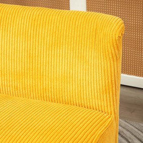 HOMCOM 2místná čalouněná pohovka Dvoumístná pohovka z polyesterové pěny podobné šňůře do obývacího pokoje, ložnice 117 x 56,5 x 77 cm Žlutá