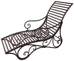 Tmavě hnědé kovové zahradní lehátko Kuwa – Garden Pleasure