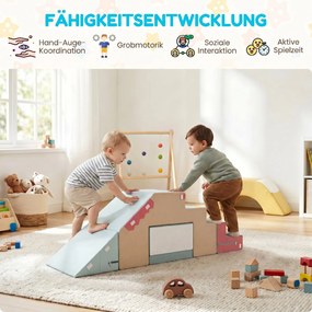 AIYAPLAY dětské pěnové stavební bloky, 2dílná sada – protiskluzné velké měkké bloky se sametovým povrchem, skládací skluzavka a lezecká sestava, více…