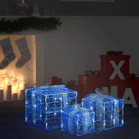 vidaXL Dekorativní akrylové vánoční dárky 3 ks studené bílé [328790] Barva: Modrá