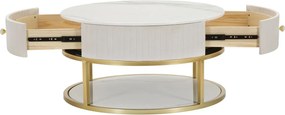 Konferenční stolek Montpellier 75 cm se zásuvkami zlatý/krémový/mramor