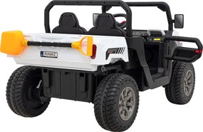 Ramiz Dětské auto Pick-Up Speed 900 bílé + pohon 4x4 + pohyblivá korba + zavazadlový prostor + dálkové ovládání + lopatka + LED a zvuky