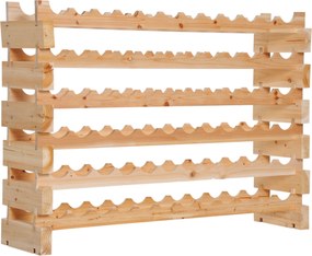 HOMCOM 72-lahev vinotéka, 6-patrová vertikální vinotéka s nosností 100 kg pro kuchyni, jídelnu a bar, 114x28x85 cm, přírodní dřevo