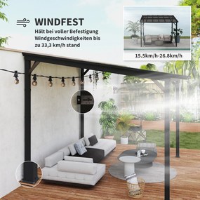 Outsunny pergola pavilon cca 3x3m, voděodolný, stabilní, zimní zastřešení terasy s UV ochranou 50+, nástěnný kovový zahradní pavilon, ochrana před sl…