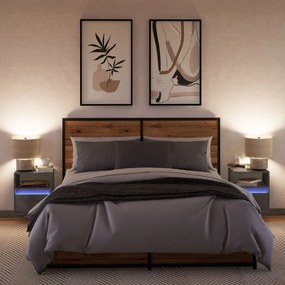 Nástěnné noční stolky s LED osvětlením 2 ks betonově šedé 3307982