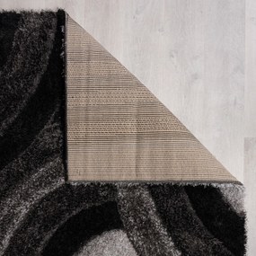 Flair Rugs, AKCE: 80x150 cm Kusový koberec Indulgence Velvet Carved Grey/Black, černá, ložnice