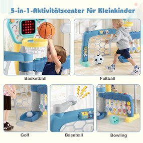 Costway 5-in-1 Sada basketbalových košů Centrum aktivit s nastavitelným