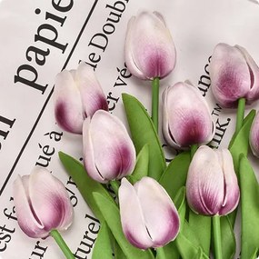 Bytová dekorace - kytice umělých tulipánů - 20 kusů Barva: 14 starorůžová