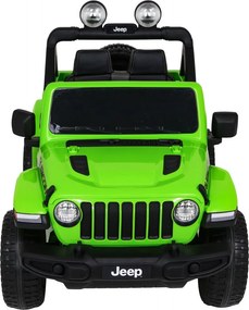 Ramiz Jeep Wrangler Rubicon elektrické auto pro děti zelené + dálkové ovládání + MP3 LED rádio + EVA kola