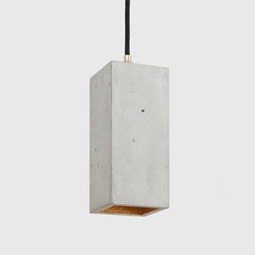 Závěsné kvádrové betonové svítidlo B2  Závěsné kvádrové betonové svítidlo B2 Dekor: Světlý beton, Kabel: Grafitově šedý, Vnitřní plocha: Zlatá