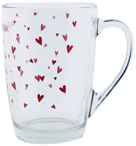 Skleněný hrnek s červenými srdíčky A Lovely Drink – 300 ml