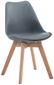Židle Borne V2 plast / koženka, dřevené nohy natura - Šedá