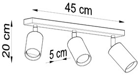 Bodové svítidlo Berg, 3x dřevěné stínítko, (možnost polohování)
