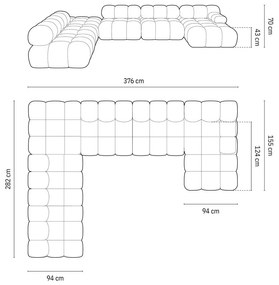 Růžová sametová pohovka 379 cm Bellis – Micadoni Home