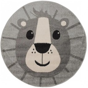 Dětský kusový koberec Lvíček šedý kruh 100x100cm