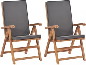 Polohovací zahradní židle 2 ks teakové dřevo Dekorhome Krémová