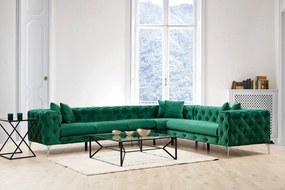 Designová rohová sedačka Rococo zelená - levá