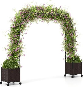 Costway Zahradní oblouk mřížovina s 2 truhlíky venkovní pergola mřížovina kovový