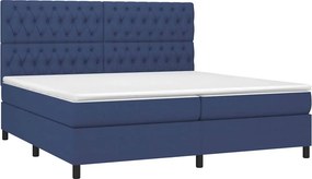 Box spring postel s matrací a LED modrá 200x200 cm textil 3135147