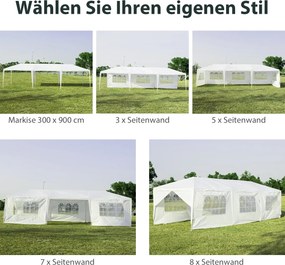 Costway Zahradní altán párty stan UV ochrana – 3 × 9 m, bílý