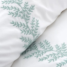 Bílé bavlněné povlečení na dvoulůžko 200x200 cm Embroidery Leaf – Bianca