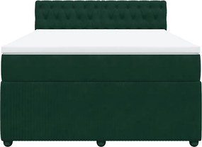 Box spring postel s matrací tmavě zelená 140x190 cm samet 3290043