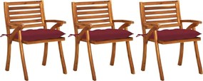 vidaXL Zahradní jídelní židle s poduškami 3 ks masivní akáciové dřevo [3060847] Barva: krémová