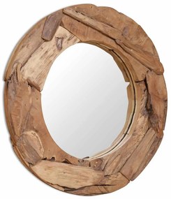 Dekorativní zrcadlo, kulaté, teak, 80 cm 244561
